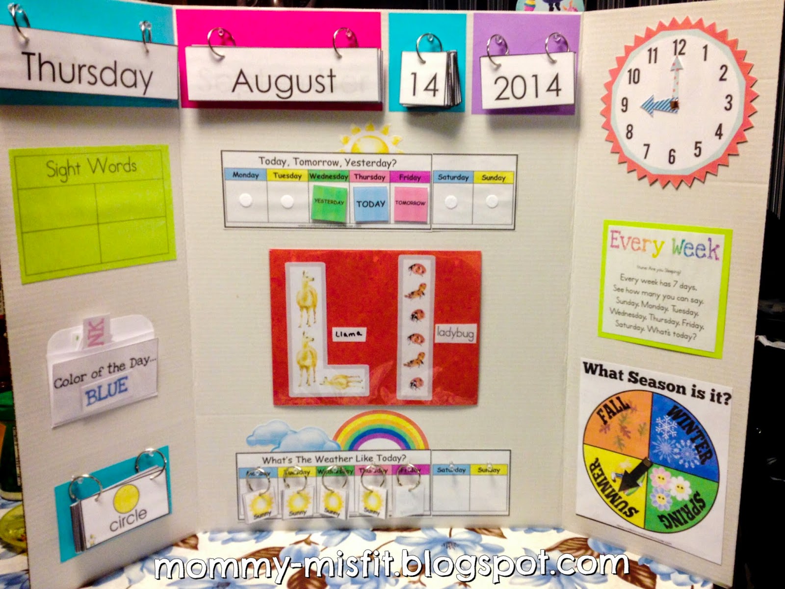 Mommy Misfit: Our (Cheap!) Morning Calendar Board - 3YO Preschool