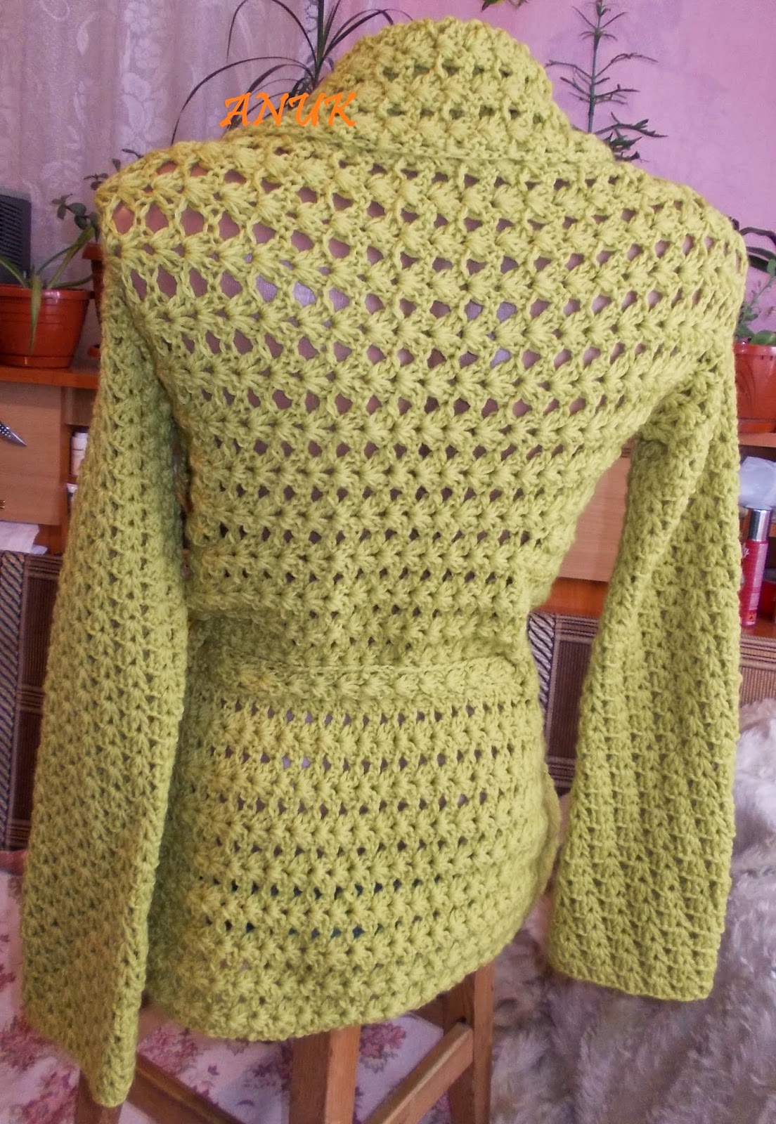 Anukdesign-crosetate: Cardigan crosetat verde olive