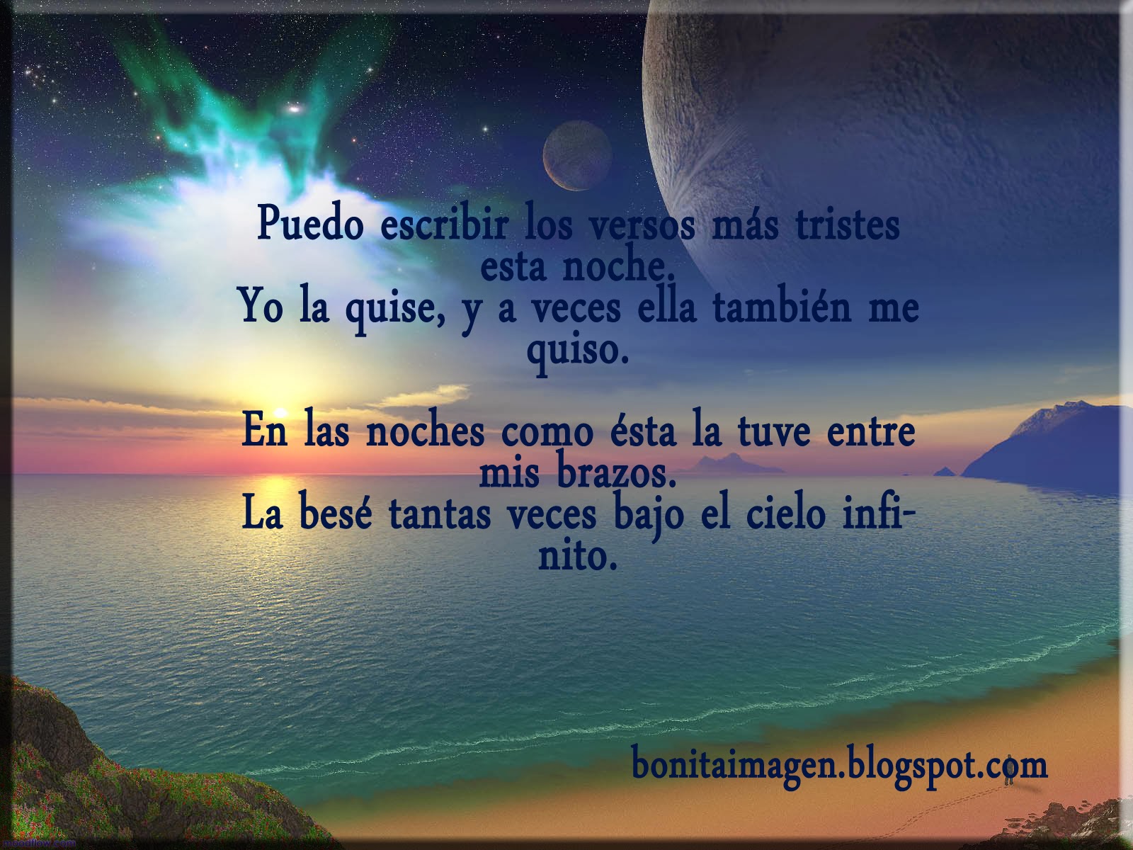 Fragmento poema XX Neruda - Imágenes con frases de amor