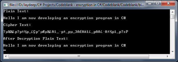 Jaydip Trivedi: String encryption and decryption in C# console application Jaydip Trivedi: String encryption and decryption in C# console application