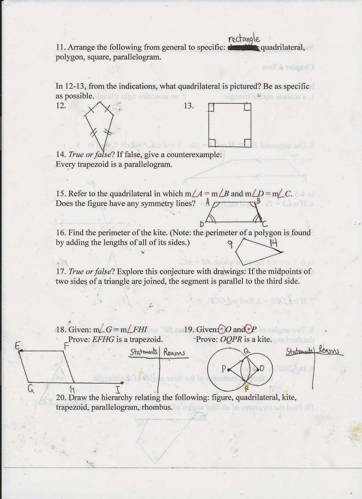 Geometry, Common Core Style: Chapter 5 Test (Day 59)