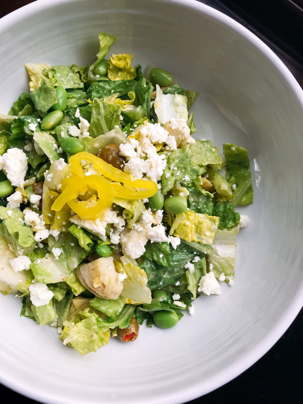 Chopped Romaine Salad with Pepperoncini Vinaigrette | Chef Jen