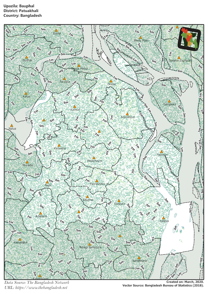 Mouza & Land Use Maps of Bauphal Upazila, Patuakhali, Bangladesh ...