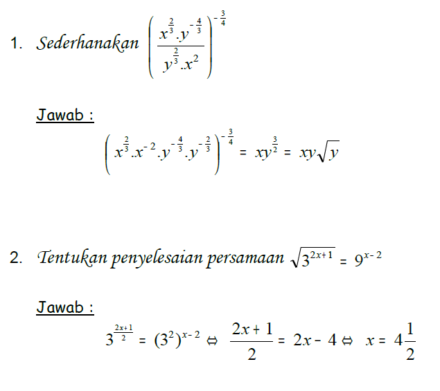 Soal Ujian tentang Persamaan Eksponen, Jawaban dan Pembahasan - Materi ...