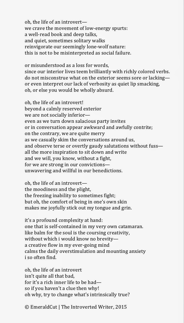 EmeraldCut | The Introverted Writer Blog: EC | TIW: Witty Introvert Poem
