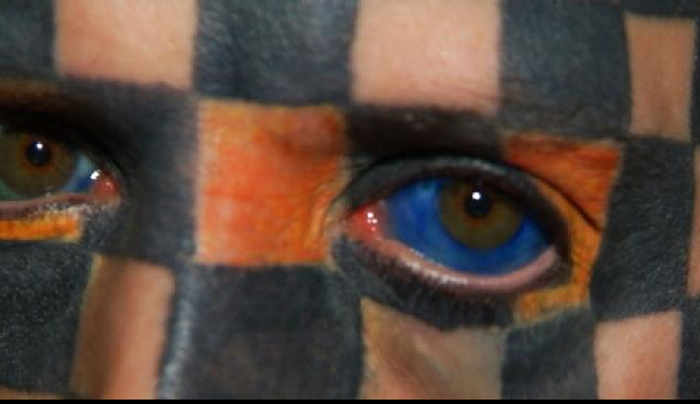 Checkerboard Face Tattoos