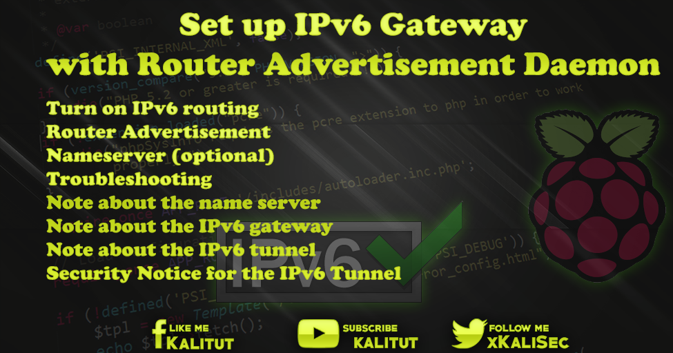Set up IPv6 Gateway with Router Advertisement Daemon (Raspberry Pi ...