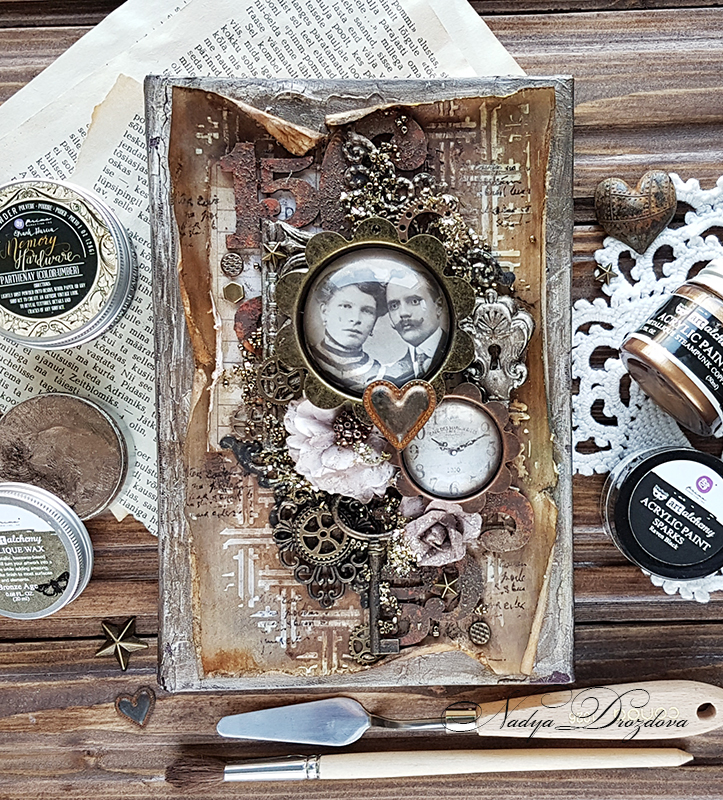 Mixed Media Place: Altered book cover by Nadya Drozdova