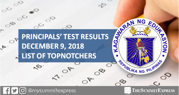 RESULT: Top Passers for 2018 Principals' Test