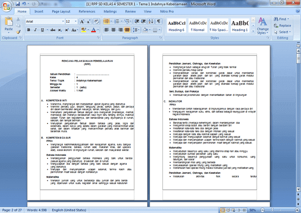 RPP Kelas IV (4) SD MI Kurikulum 2013 Revisi 2019-2020 - Biologizone