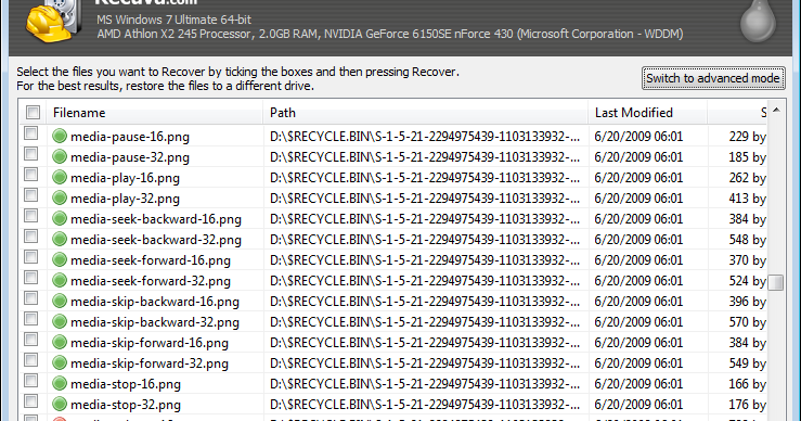 How to see List View, Tree View or Thumbnails Recuva.