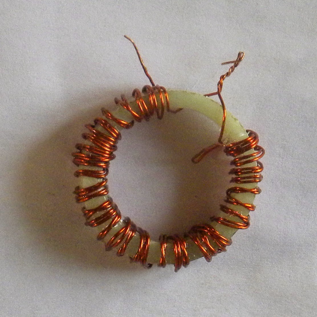 INDRAJITSINH: Making the air core plastic toroids.