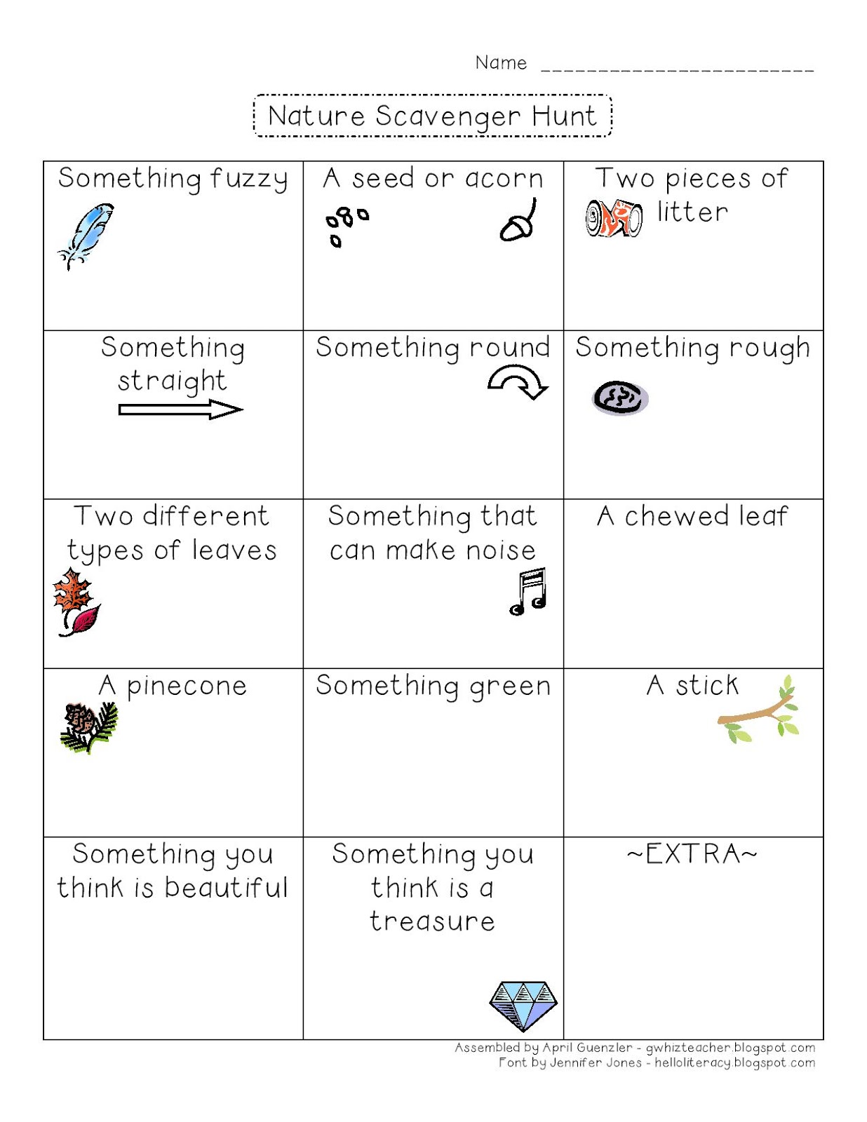 gwhizteacher: Nature Smart Scavenger Hunt