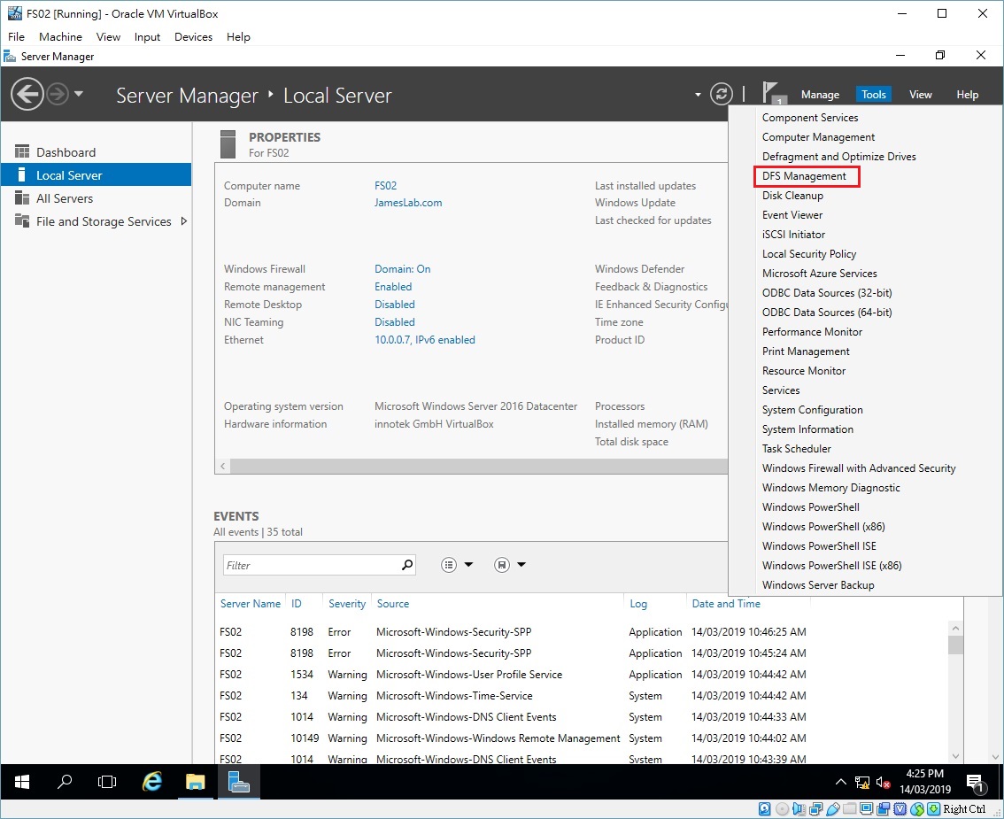 JamesPCSchool: DFS Chapter 4 - DFS Configuration on the Second File Server - FS02