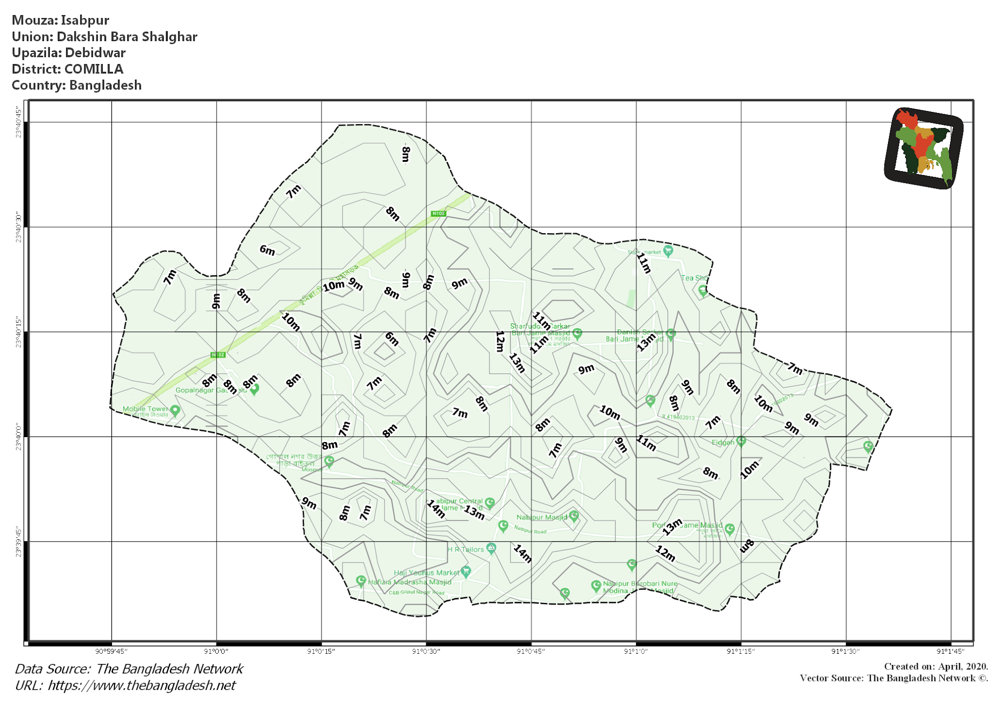 Map of Isabpur Mouza, Debidwar, Comilla