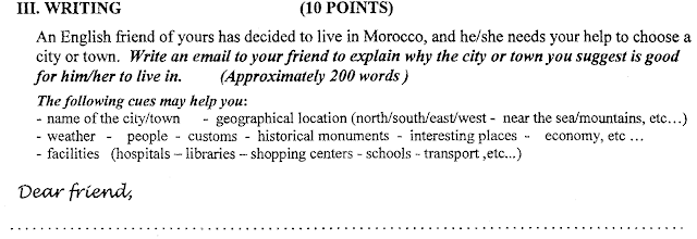 Sincerelyours: 2BAC WRITING: Write an email to your friend