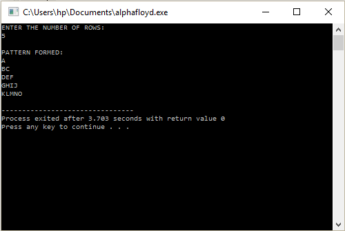 C Program To Print The Pattern Of Alphabet [devcpp Gcc] Techcpp