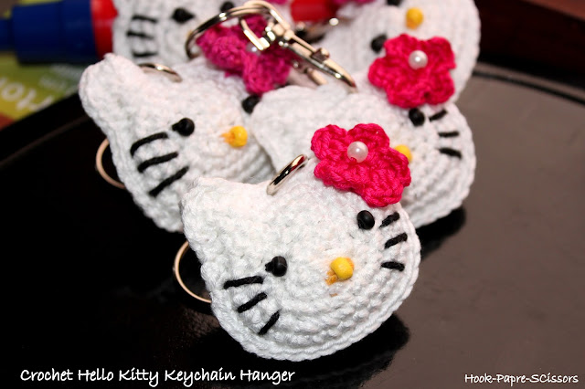 Hook-Paper-Scissors: Crochet Hello Kitty Key Chain Hanger with Pattern