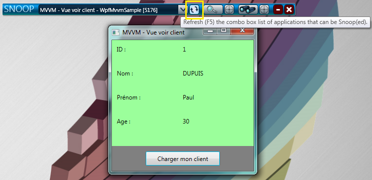WPF : Utiliser Snoop pour inspecter l'arbre visuel lors de l'éxecution d'une application WPF ...
