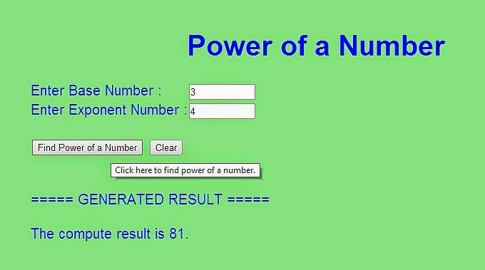 Free Programming Source Codes And Computer Programming Tutorials Power Of A Number In Php