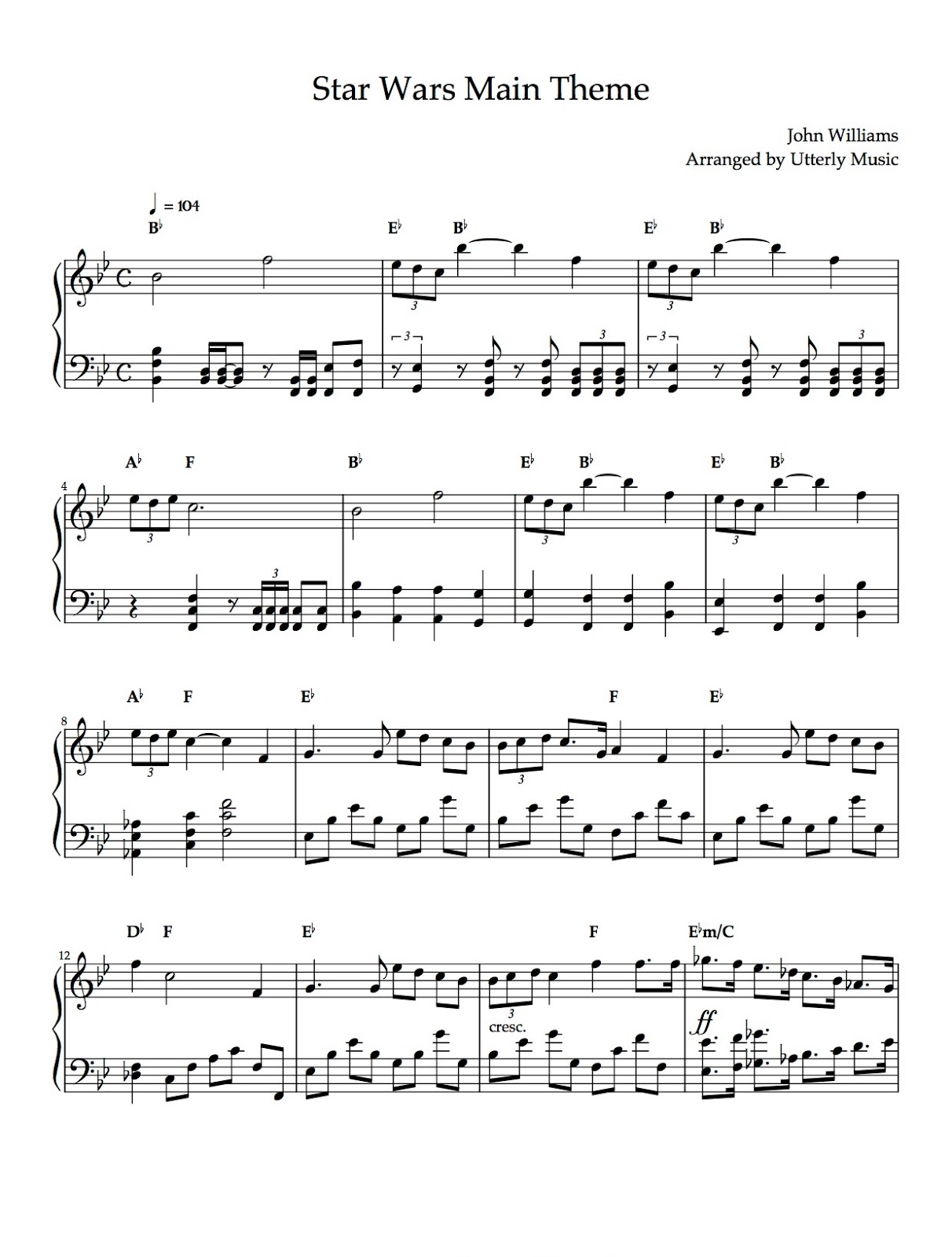 Utterly Music: [Piano Scores] Star Wars Main Theme by John Williams