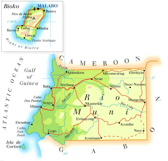 GUINEA ECUATORIAL - MAPAS GEOGRÁFICOS DE GUINEA ECUATORIAL