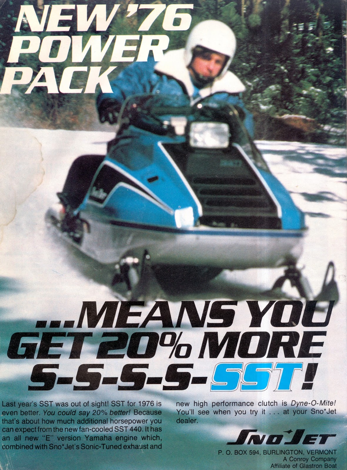 CLASSIC SNOWMOBILES OF THE PAST: 1976 SNO-JET SST ADVERTISEMENT