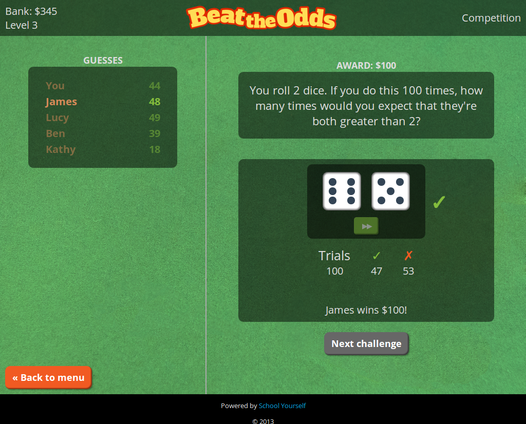 School Yourself: School Yourself presents: "Beat the Odds"