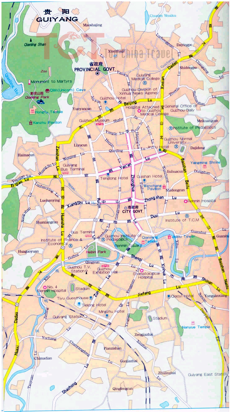 Guiyang City Map of China | Map of China City Physical Province Regional