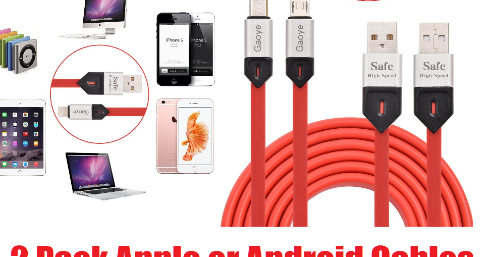 2 Pack 6 Foot Apple Lightning Cables For Charging Phones and Tablets $4 ...