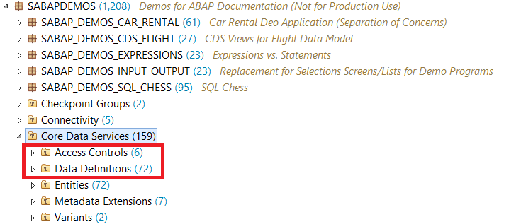 SAP ABAP Central: Standart DEMO Examples of ABAP CDS views