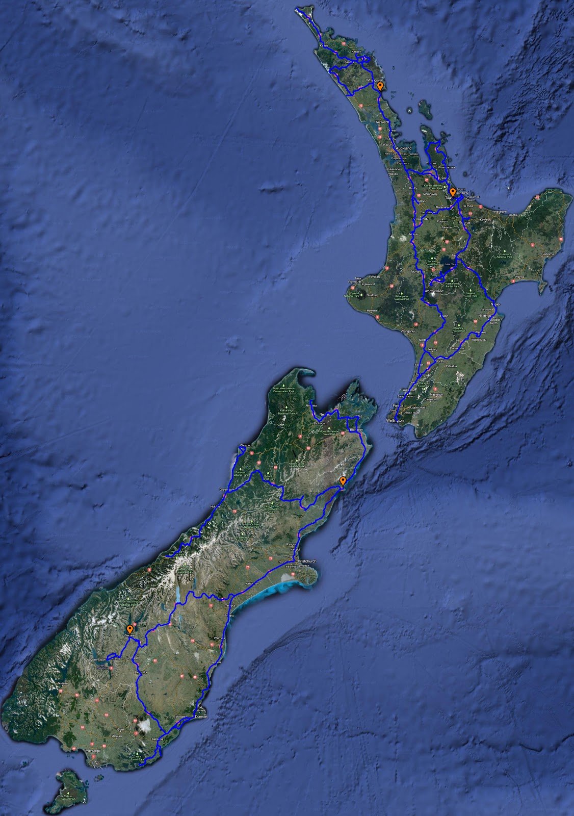 Canucks → Kiwis: Map of our NZ Travels - The Final Final Blog Post