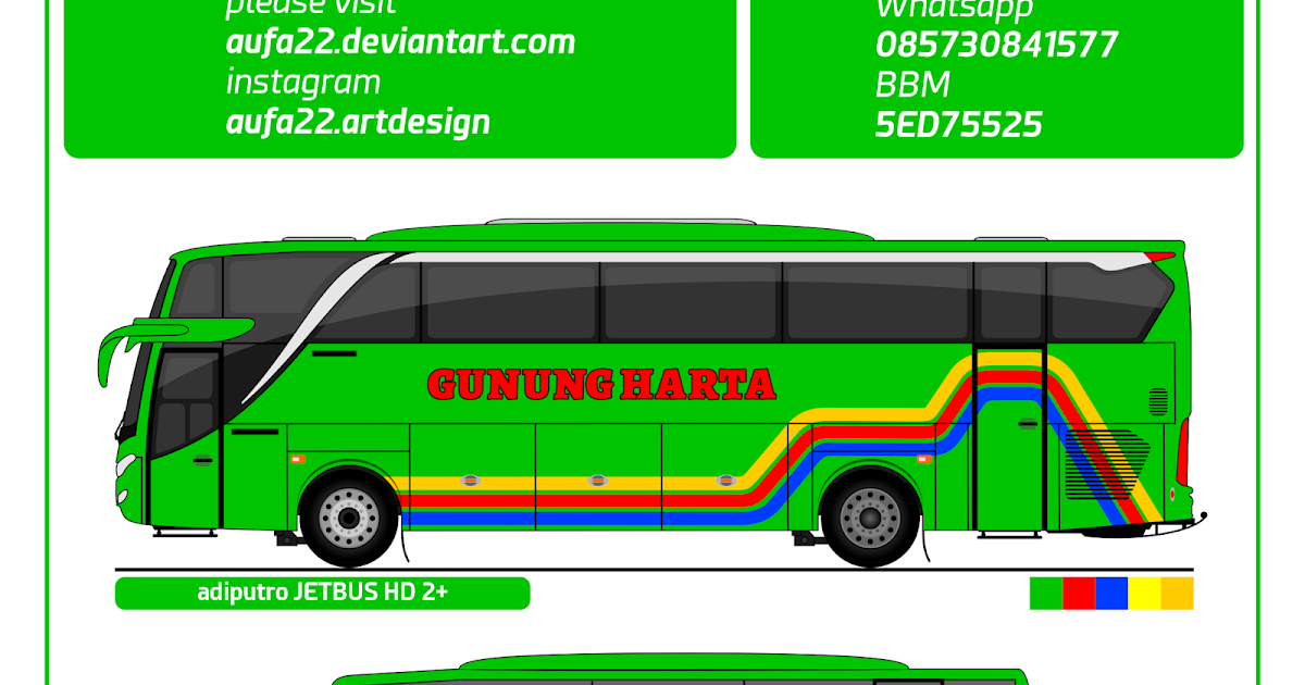 Jasa Desain Livery Bus dan Mobil: Desain Livery Bus GUNUNG HARTA Denpasar