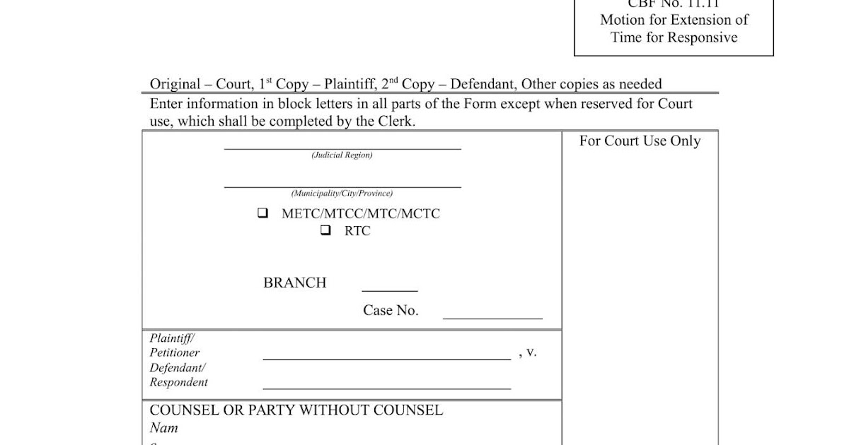 A Tired Future Attorney: Motion for Extension of Time for Responsive ...