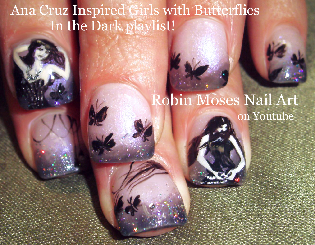 Nail Art by Robin Moses: Green Fairy Butterfly Moth Nails "green fairy ...