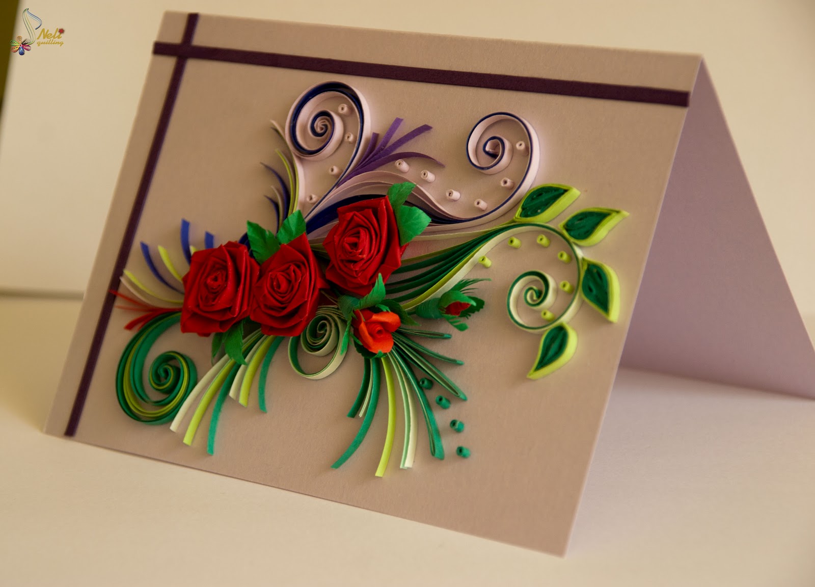Neli Quilling Art: Quilling card -red roses