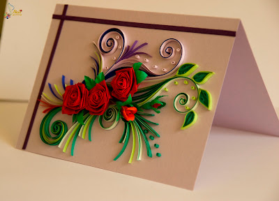 Neli Quilling Art: Quilling card -red roses