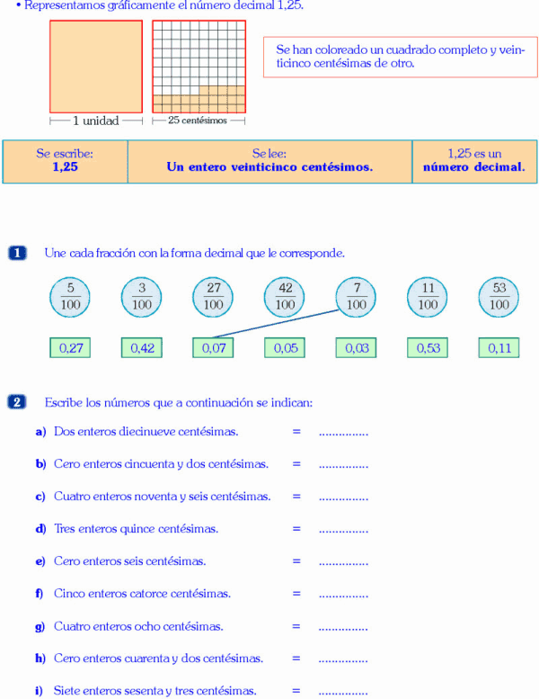 LAS CENTESIMAS EN PRIMARIA EJEMPLOS Y EJERCICIOS DE MATEMATICAS