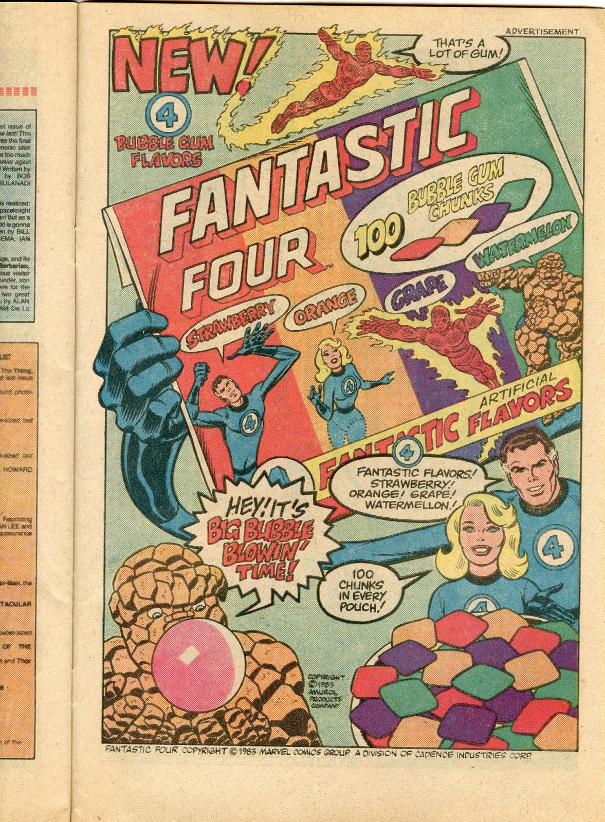Scanned Vintage Graphics: 1983 Fantastic Four Bubble Gum ad