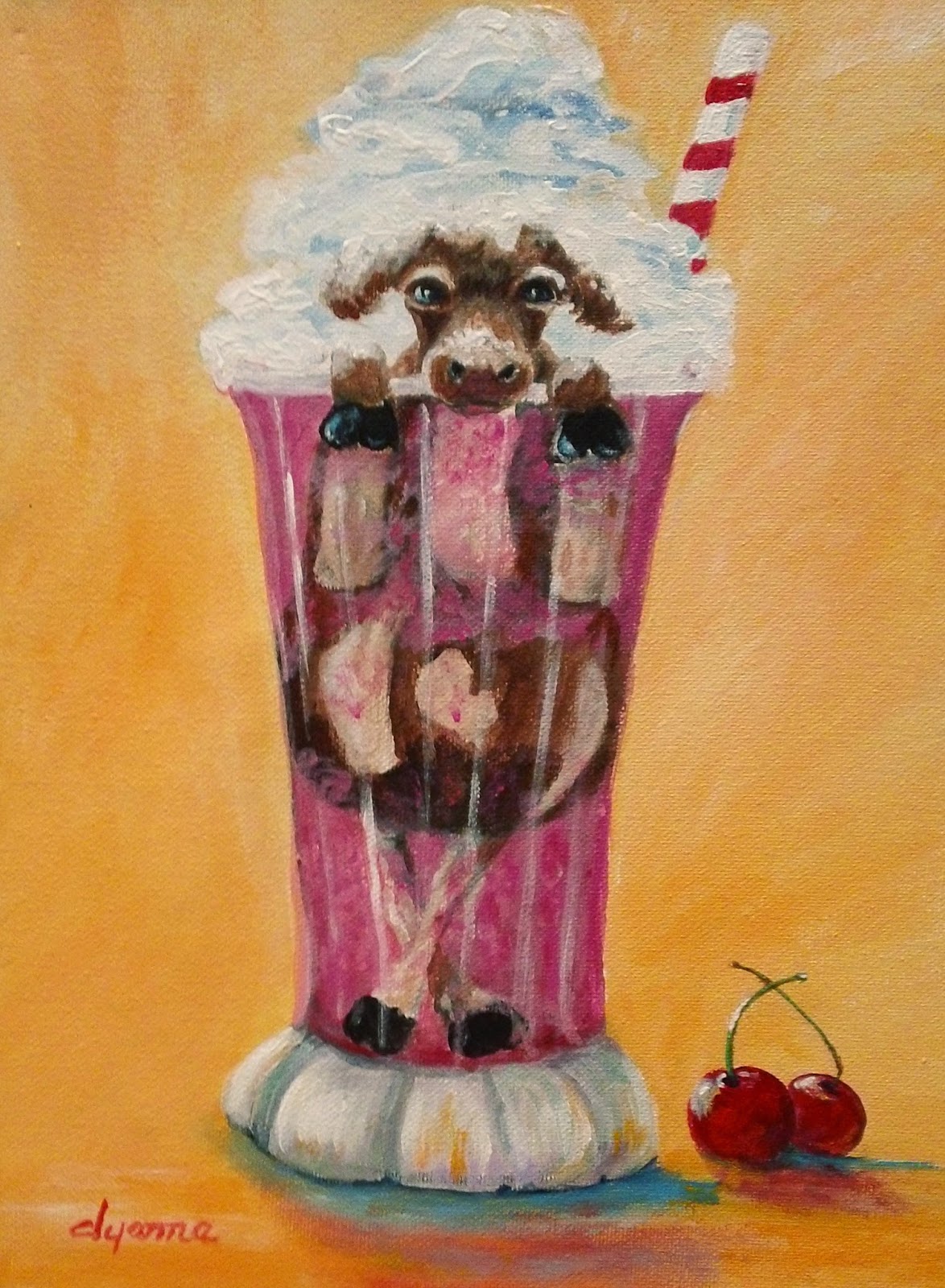 DAILY PAINTERS MARKETPLACE: Milk Shake Whimsical Cows by Dyanne Parker