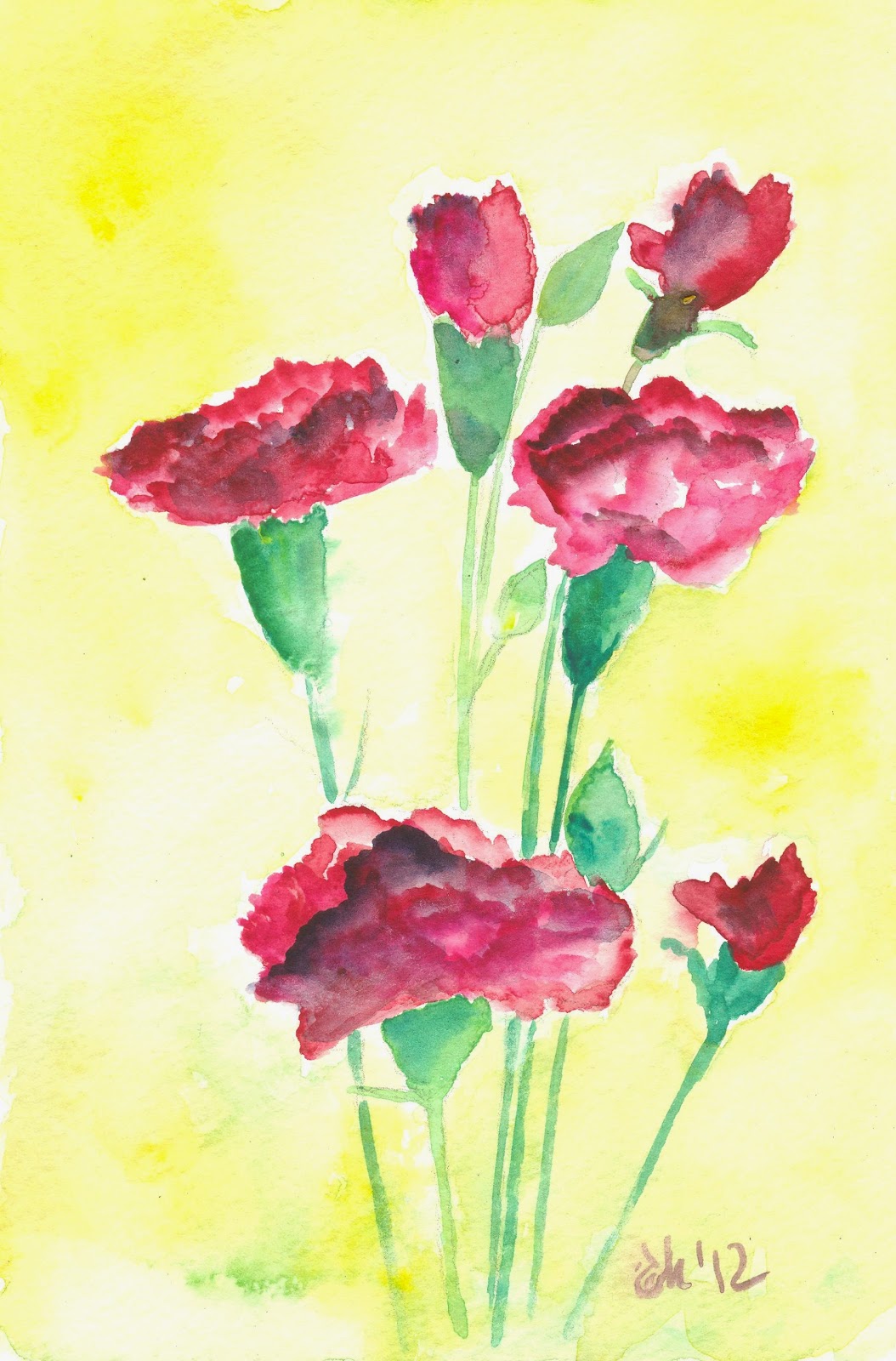 ART STEPPING STONES: watercolor carnations