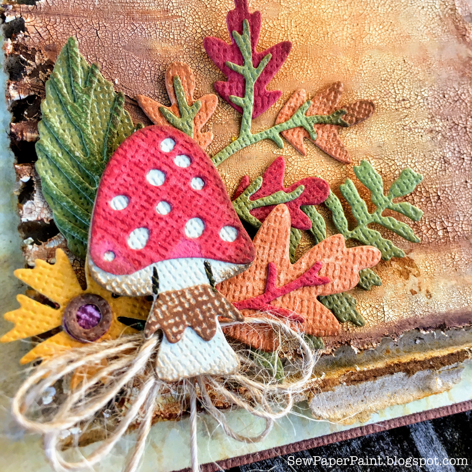 SewPaperPaint: Tim Holtz Forest Foliage Mushrooms Fall Card