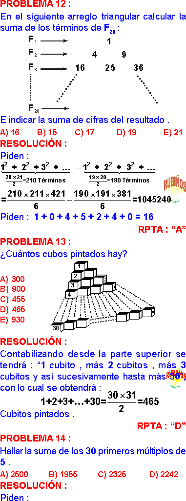SERIES Y SUMAS NOTABLES SUMATORIAS PROBLEMAS RESUELTOS DE HABILIDAD ...