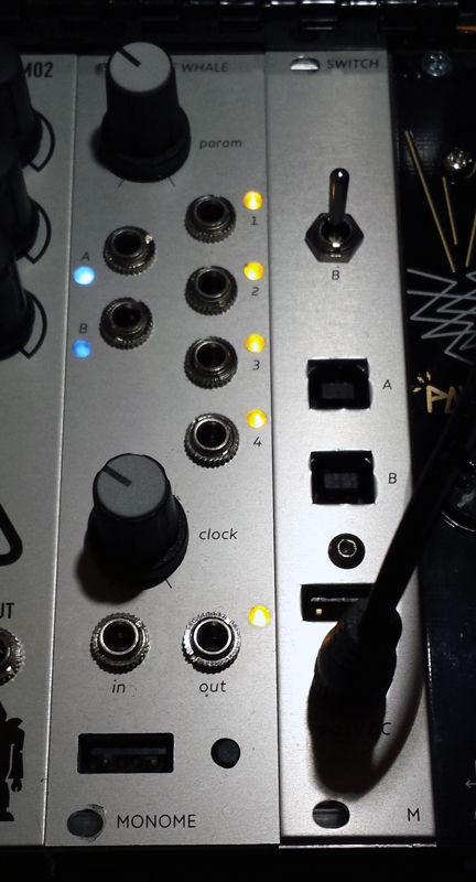 MATRIXSYNTH: Monome Grid 64 with White Whale, Switch Eurorack modules