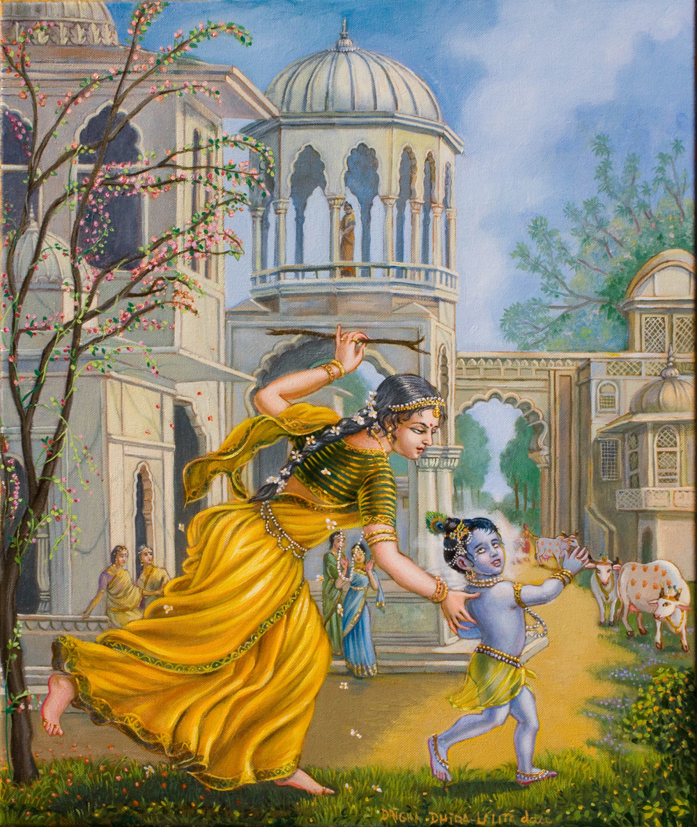Daily Painting by Artist Dominique Amendola: Damodar-Yashoda chasing ...