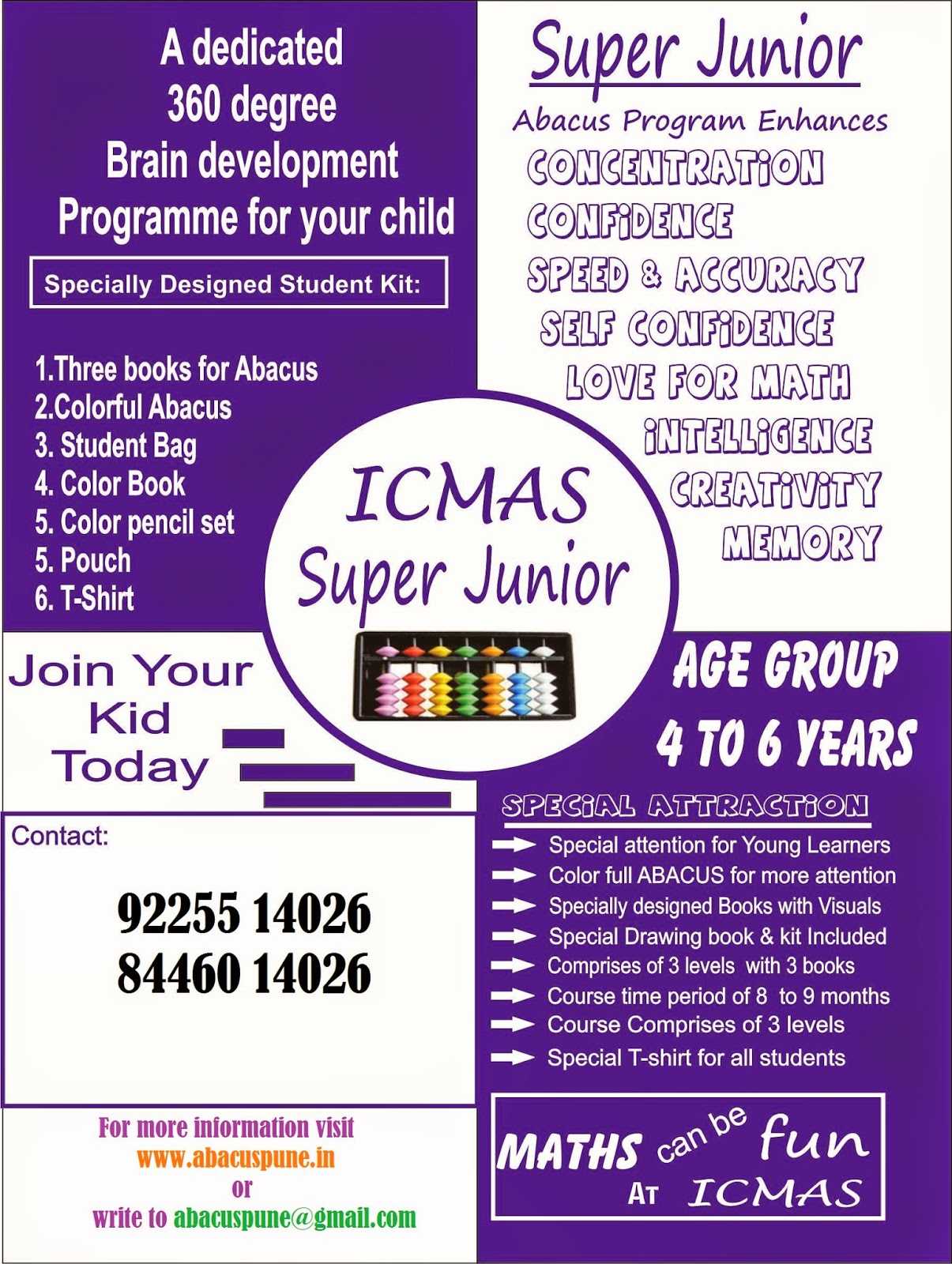 ICMAS Abacus Classes in Pune, Kothrud, Paud Road, Karvenagar