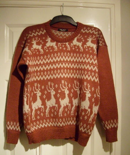 Adventures with Machine Knitting: Reindeer Sweater with cut and sew ...
