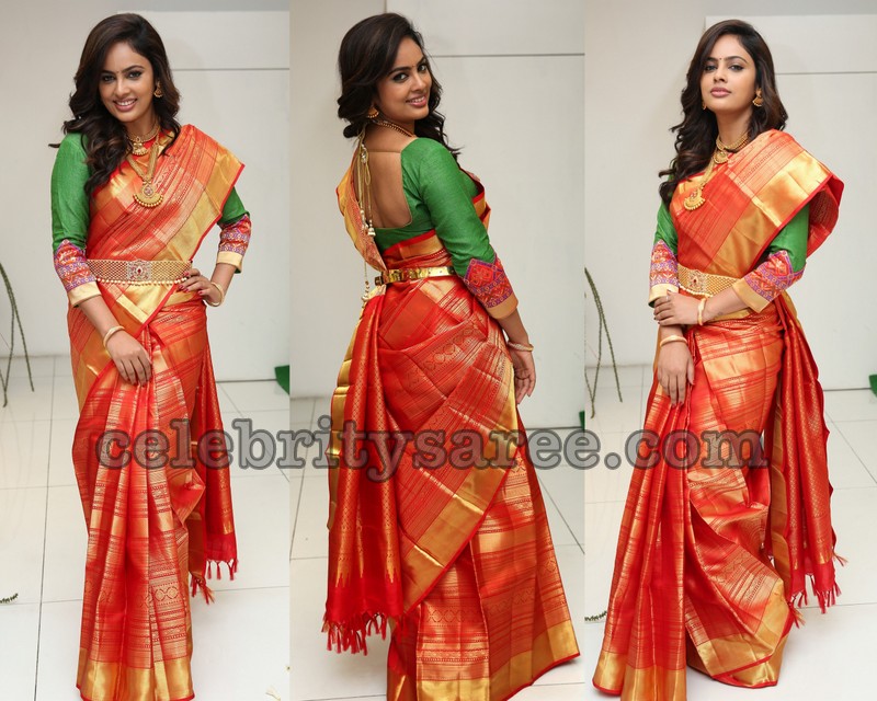 Nandita Swetha Red Traditional Saree - Saree Blouse Patterns
