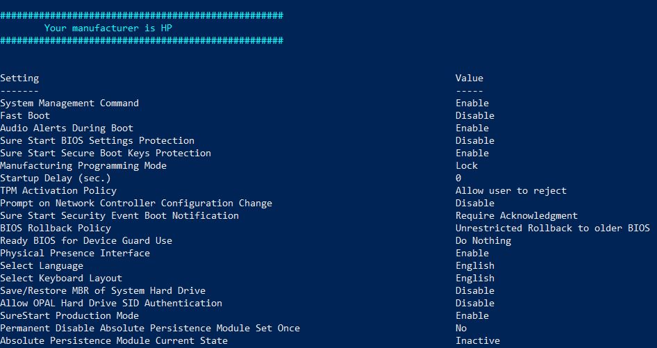 PSGallery: List BIOS Settings from local or remote computer | Syst & Deploy