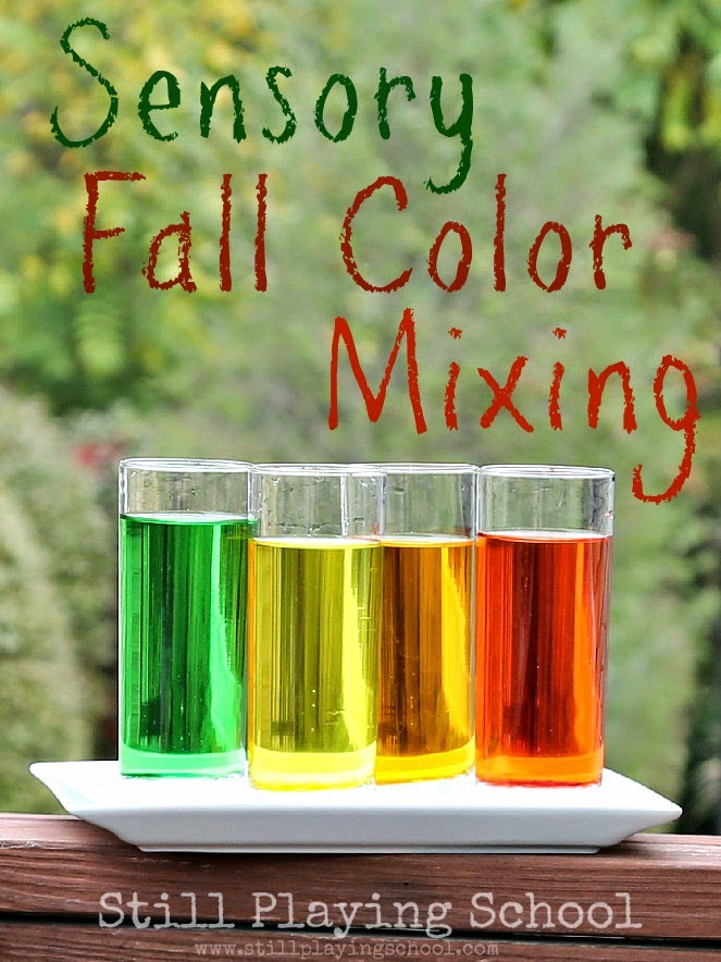 Sensory Fall Colors Water Mixing | Still Playing School